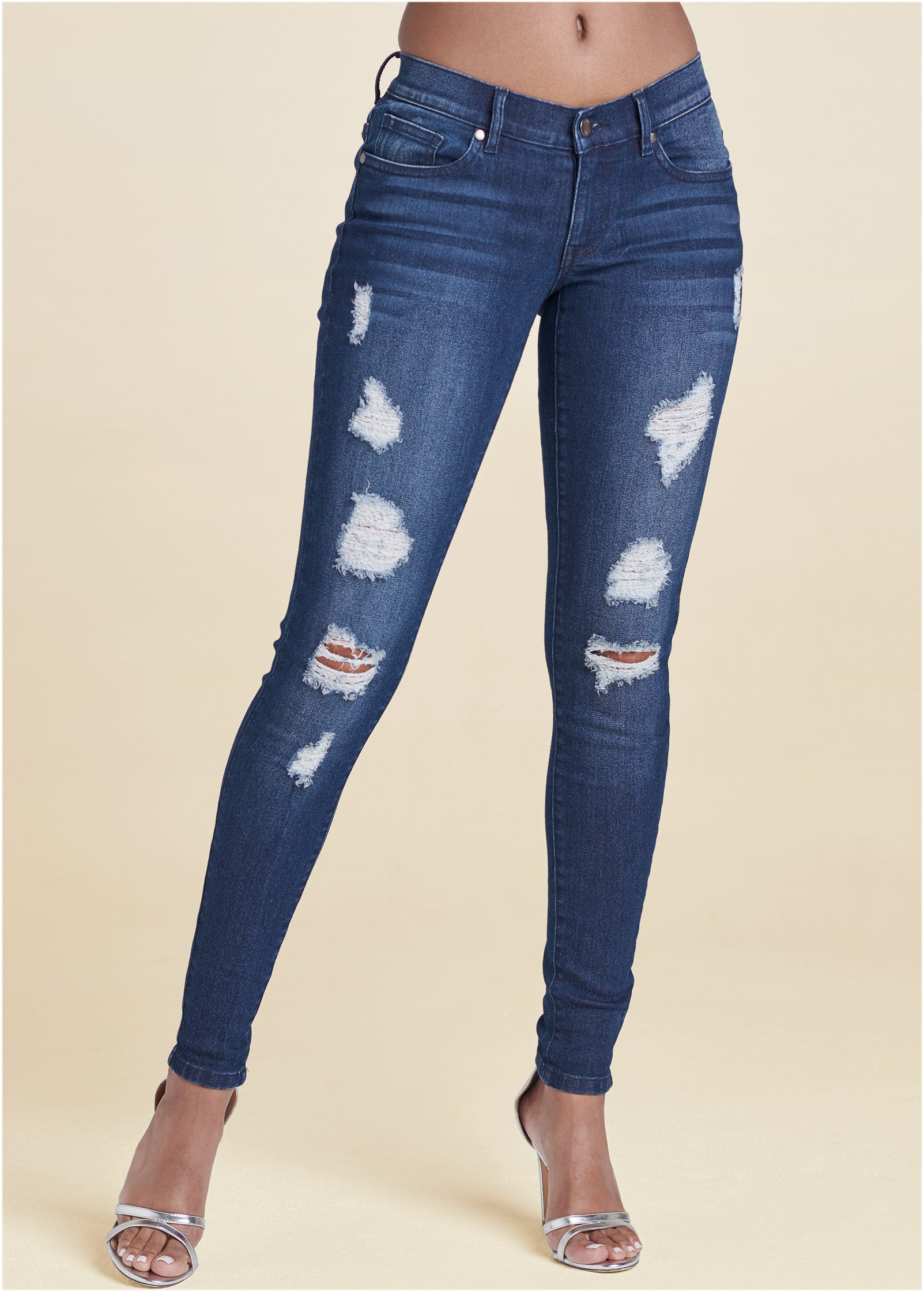Ripped Skinny Jeans - Dark Wash – VENUS