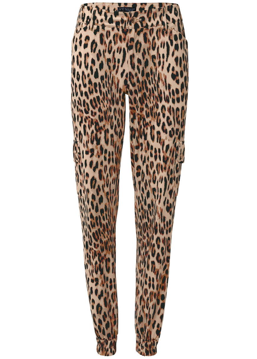 Faux suede leopard print cargo pants - Brown Multi – VENUS
