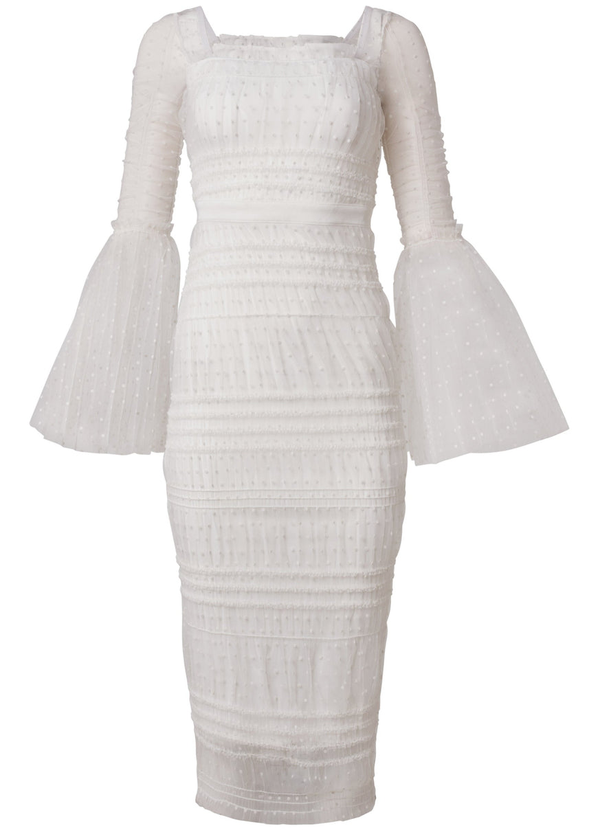 Dotted Mesh Bodycon Dress - Cloud Dancer – VENUS