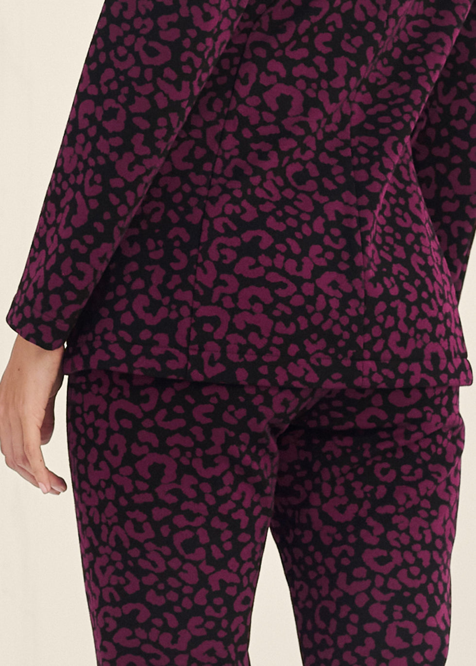 Leopard Kick Flare Suit Set - Wine – Venus Fashion