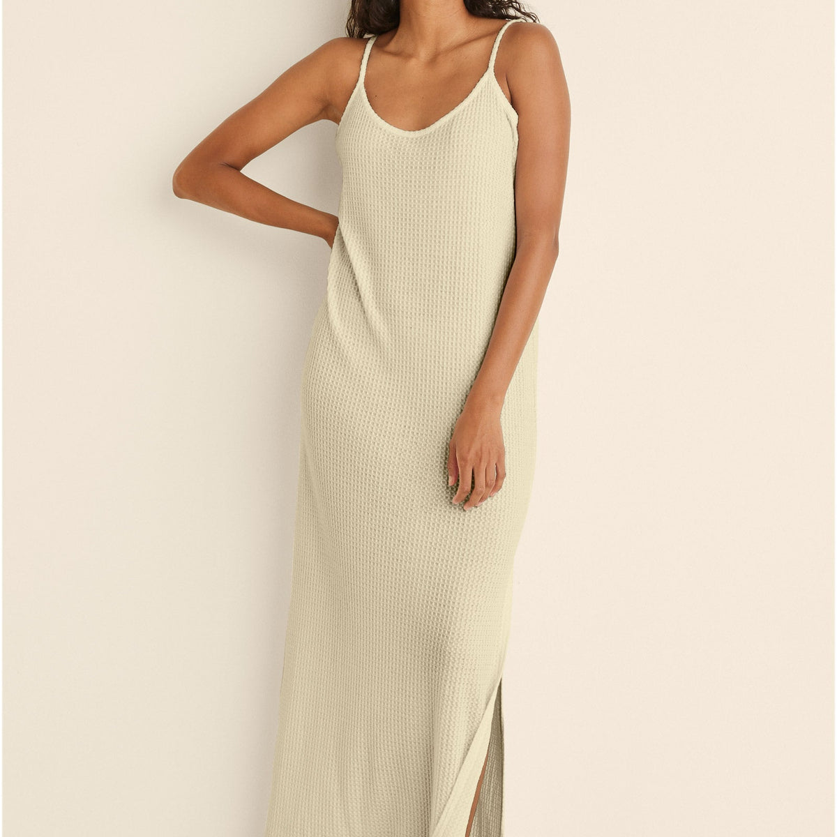 Cozy Waffle Maxi Dress - Oatmeal – VENUS