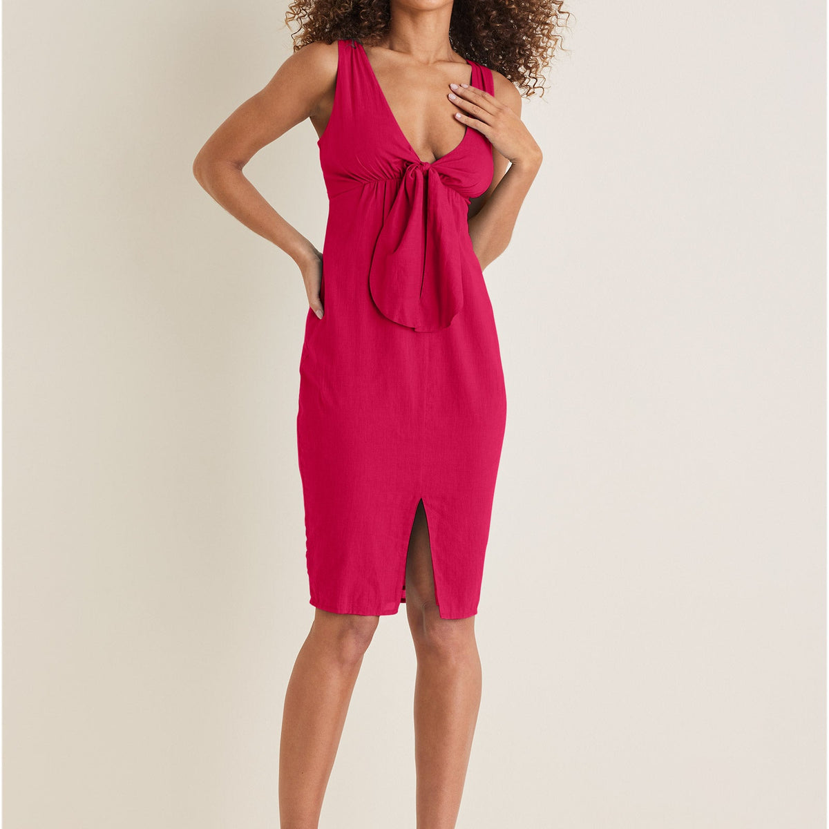 Tie Front Dress - Barberry – VENUS