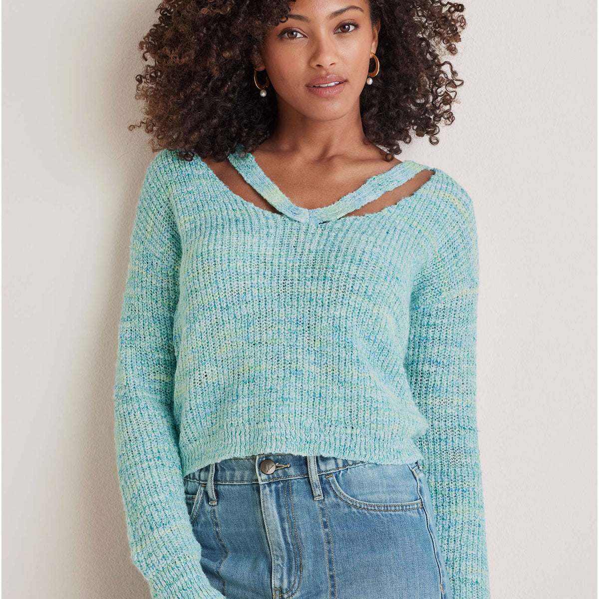 Spacedye V-Neck Sweater - Blue Multi – VENUS