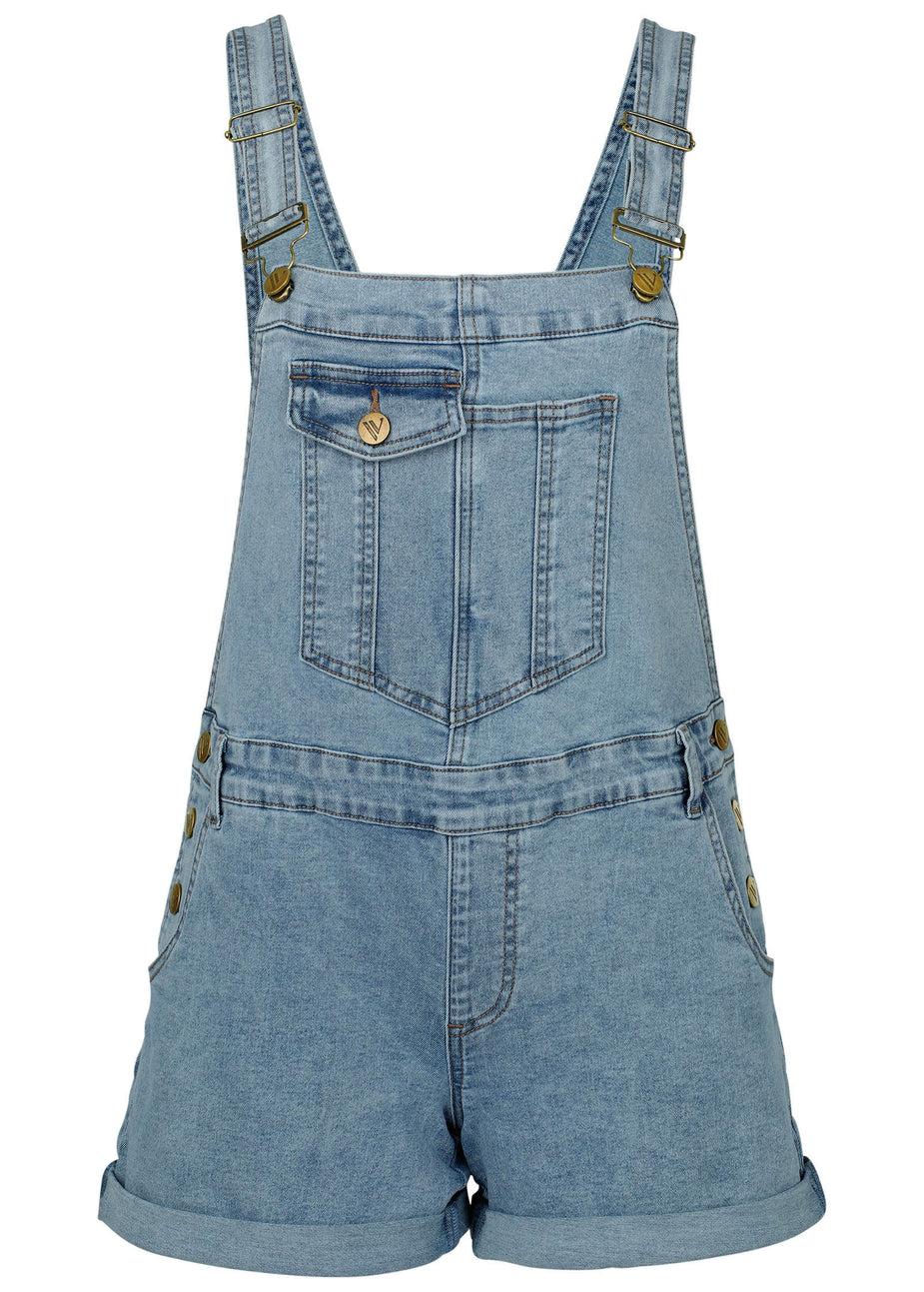V-Back Denim Overalls - Light Wash – VENUS