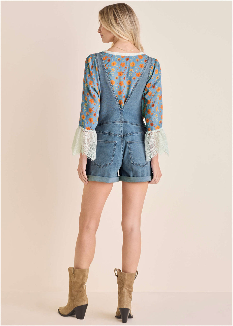 V-Back Denim Overalls - Light Wash – VENUS